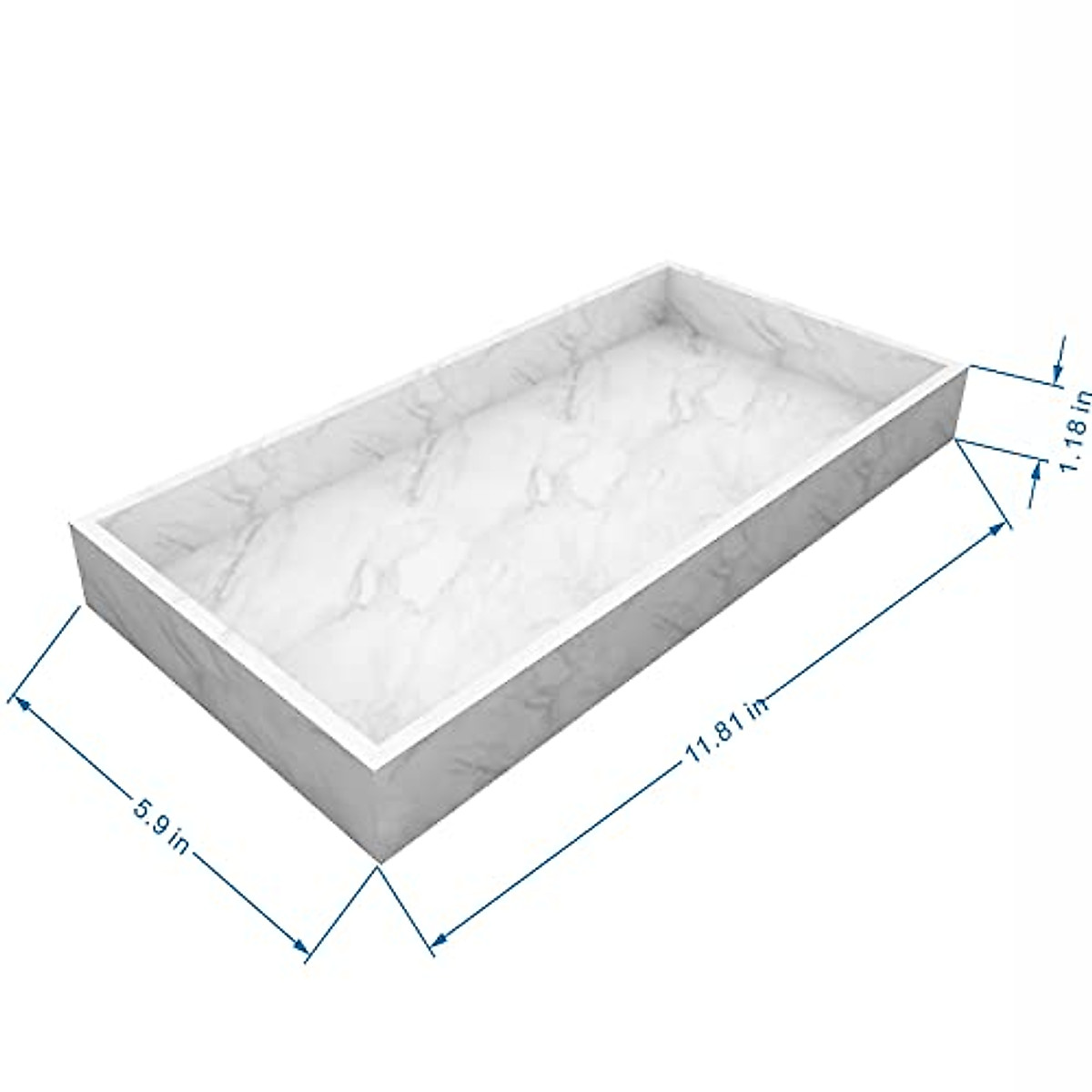 Natural Marble Tray for Tabletop/Kitchen/Dresser/Bathroom, Marble Storage Tray for Coffee Table, Plate Rack for Paper Towels, Candles, Soap, Towels, Plants 12 * 6 Inch (BF-TR-005)