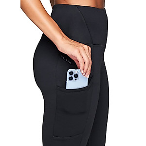 Avalanche Women's Full Length Zipper Pocket Hiking Fleece Lined Legging Black 4Pkt L