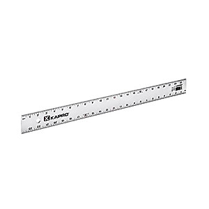Kapro - 308 Straight Edge Ruler - ⅛” and 1/16” Increments - Contractor Grade - With Wear Resistant Printing - For Carpentry, Drywall, Drafting - Anodized Aluminum - 24 Inch