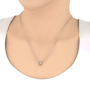 FINEROCK 1/2 Carat Diamond Solitaire Pendant Necklace in 14K Yellow Gold (Silver Chain Included)