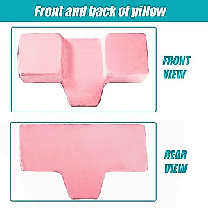 Beauty Salon Eyelash Extension Pillow Memory Foam Lash Pillow with Velvet Pillowcase Ergonomic Curve Improve Cervical Pillows for Neck Pain(Pink)