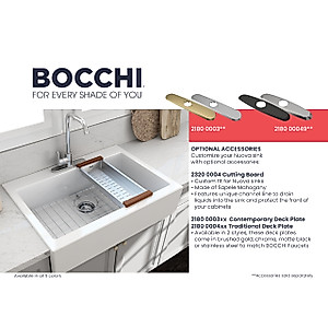 BOCCHI Nuova Apron Front Drop-In Fireclay 34 in. Single Bowl Kitchen Sink with Protective Bottom Grid and Strainer in White