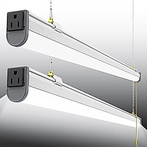 Linkable LED Shop Lights, 40W LED Garage Ceiling Light, 3.6FT 5000K Utility Workshop Lights 4800lm [300W Equivalent], Hanging or FlushMount, LED Workbench Light Fixture W/ Pull Chain, UL Listed, 2Pack