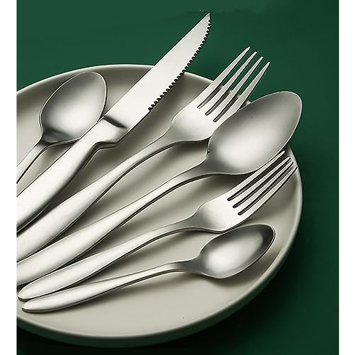 Silverware Set Flatware Matte Cutlery Utensil Solid Food-Grade Stainless Steel，Home Restaurant Hotel Small Business,Mirror Finish Tableware 60 Piece Service for 12