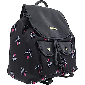 Juicy Couture Womens Love Club Logo Durable Backpack Black Large
