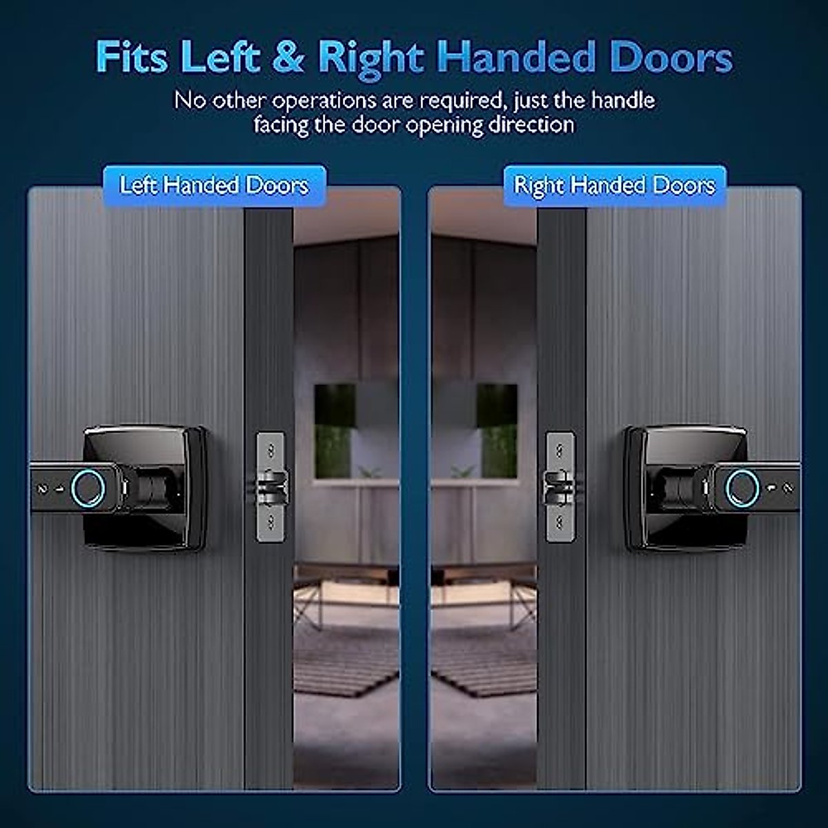 Aibocn Door Lock Fingerprint, Keyless Entry Door Lock with App, Touchscreen Keypad Deadbolt Lock with Reversible Handle, Bluetooth, Key, Code, Biometric Smart Lock for Home Bedroom Hotel