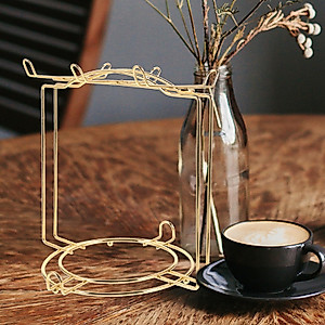 Cabilock Coffee Cup Holder with 6 Hooks, Stainless Steel Cup Holder Stand, Coffee Counter Bar Accessory (Golden)