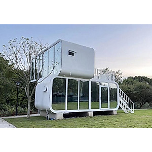 Double Story Modern Modular prefab Tiny Home House for Adults to Live in, prefabricated House Shipping Container Home Water Resistant Fully Customizable Color, prefab Expandable House