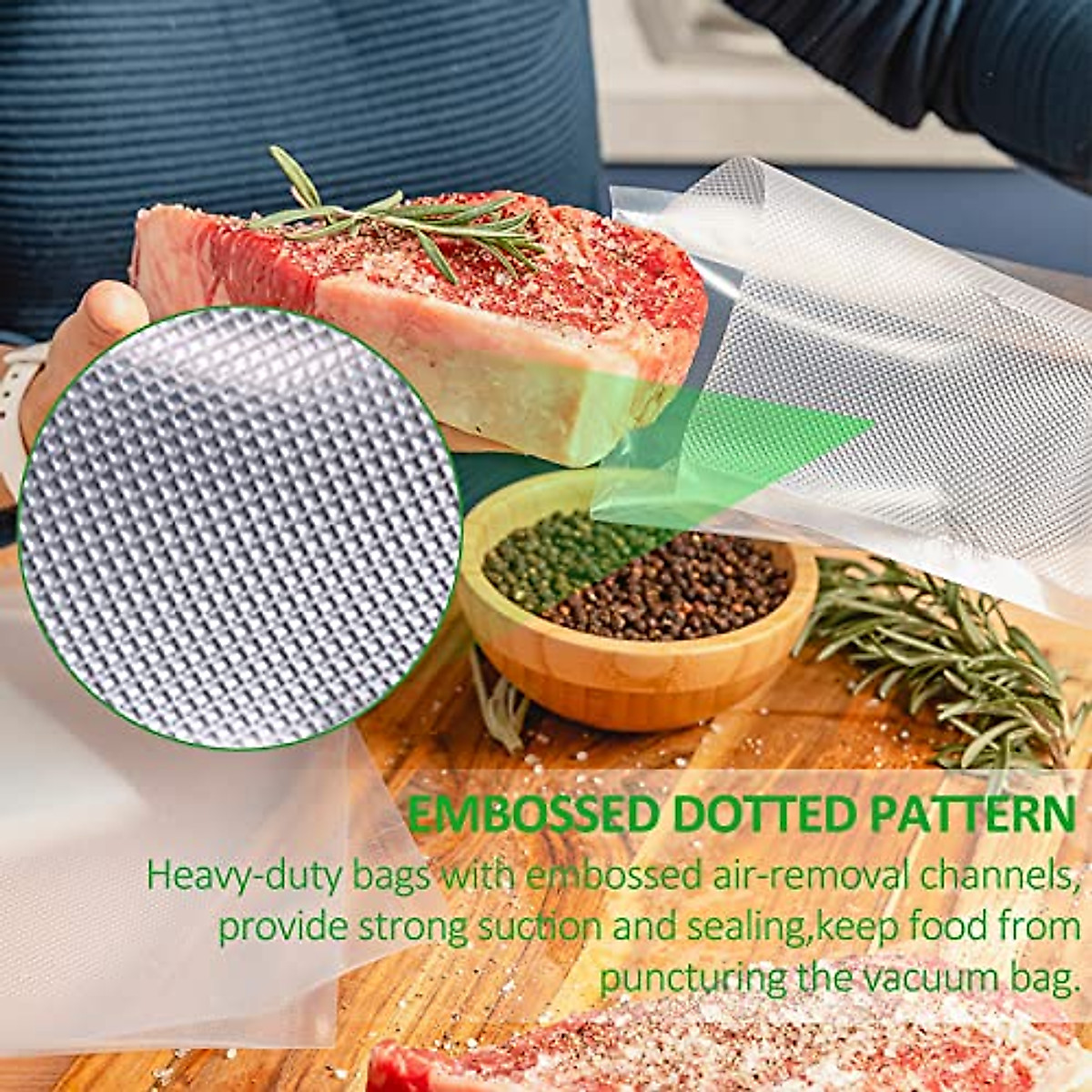 Vacuum Sealer Bags Roll 2 Pcs 11" x 150' Rolls (Total 300 feet) Vac Seal Bags for Food Saver Storage, Meal Saver Freezer Vacuum Sealer Bags, Sous Vide Bags Vacuum Sealer, Non-BPA Vacuum Sealer Bags