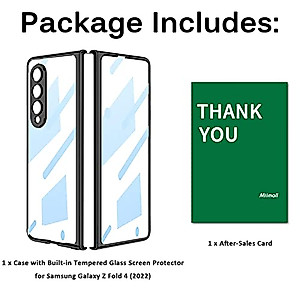 Miimall Compatible for Samsung Galaxy Z Fold 4 Case with Built-in Screen Protector, Hard PC Slim Thin Shockproof Heat Dissipation Shell Anti-Scratch Case Protector Bumper for Z Fold 4 5G 2022(Black)