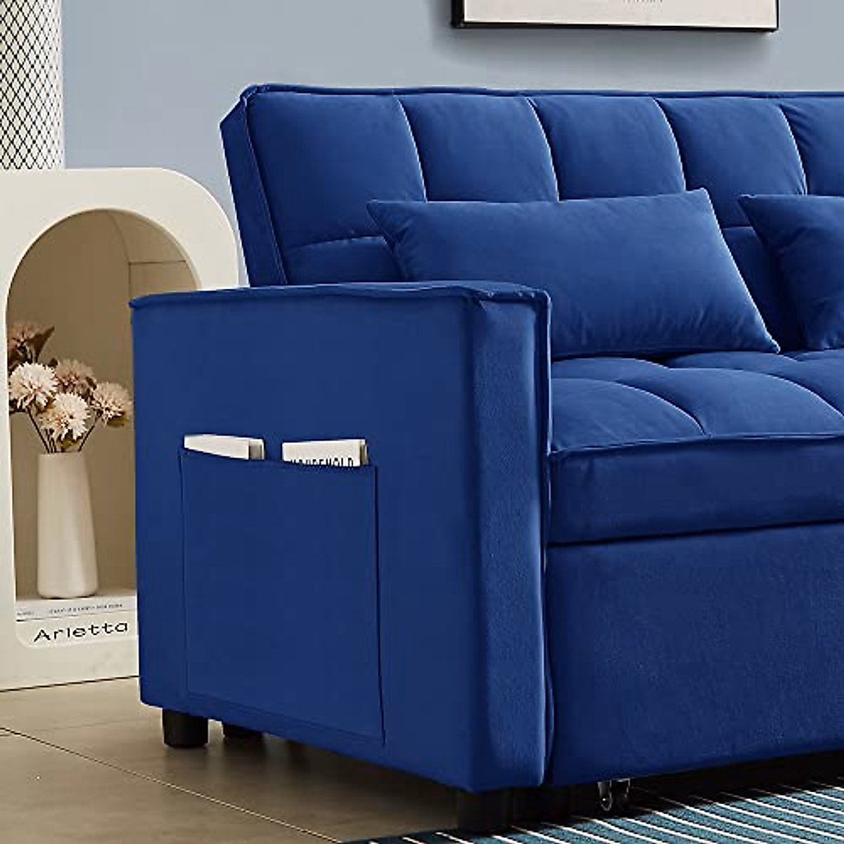 HABITRIO Modern 55.2" Pull Out Sleep Sofa Bed 2 Seater Loveseats Sofa Couch with Adjsutable Backrest and Lumbar Pillows for Apartment Office Living Room