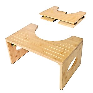 Toilet Stool,Squatting Poop Stool for Adults,Bathroom Toilet Stool Squat Adult,Foldable Bamboo Potty Stool,7" Toilet Step Stool with Upgrade Curve Corner Design for Adults Kids (Natural Wood Color)