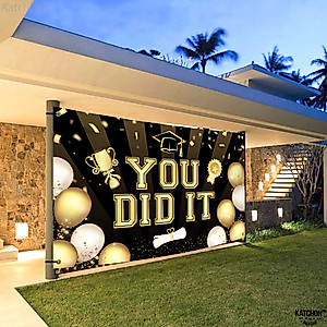 KatchOn, Black You Did It Banner 2024 - XtraLarge, 72x44 Inch | 2024 Graduation Banner, Black and Gold Graduation Decorations Class of 2024 | Congratulations Banner, 2024 Graduation Party Decorations