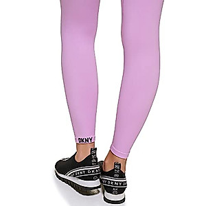 DKNY Women's Sport Tummy Control Workout Yoga Leggings, Tulle Ankle Logo, Large