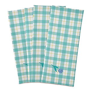 Kigai Kitchen Dish Towels Green Mint Gingham Tulip Flower Soft Tea Towel Set of 4 Absorbent Dishcloths Hand Towels for Dish Clean Cloth 28" x 18"
