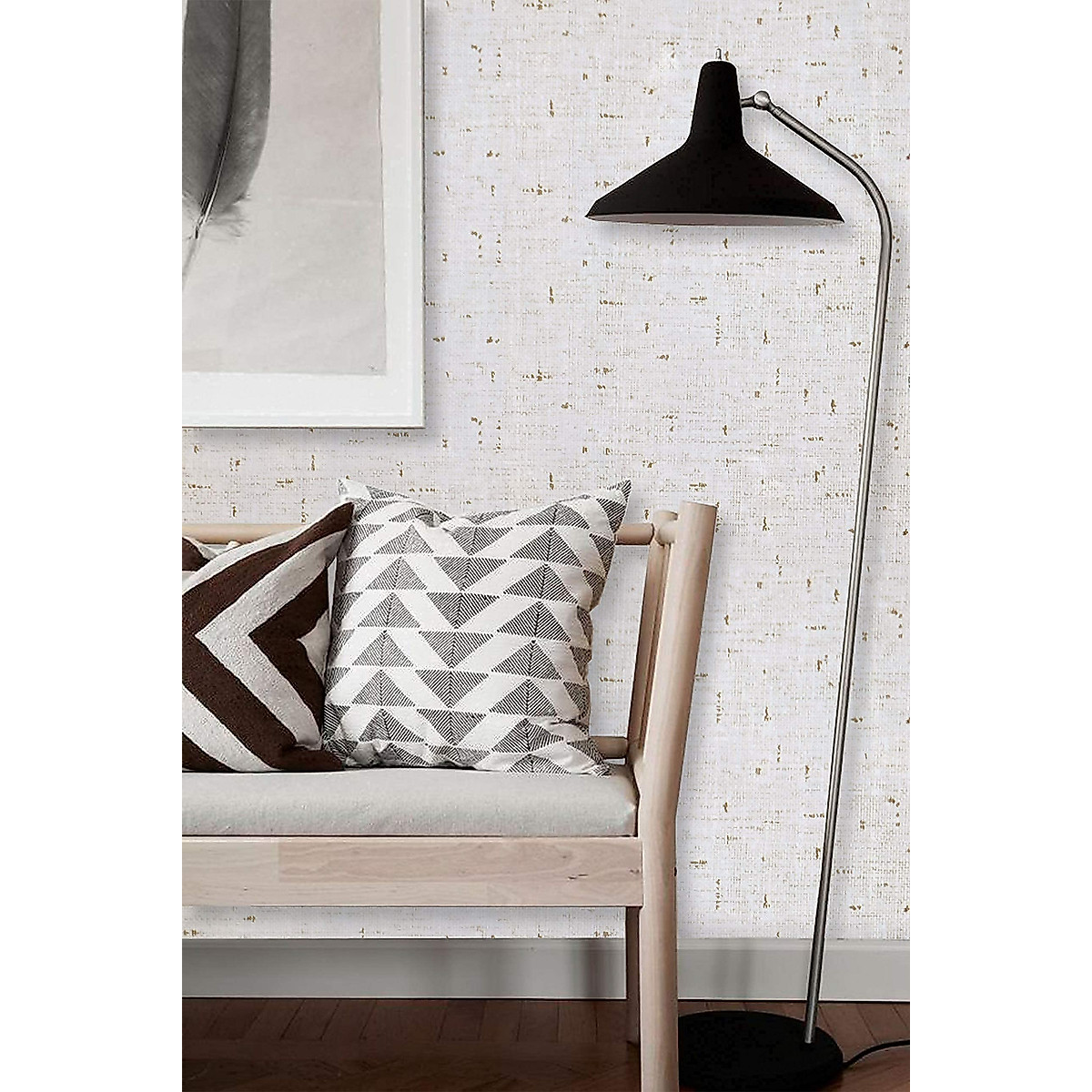 Dimoon Wallpaper 17.7’’ x 78.7’’ White Thicken Contact Paper Milky Grasscloth Removable White Peel and Stick Wallpaper Texture Film Self Adhesive Decorative Shelf Drawer Liner Roll