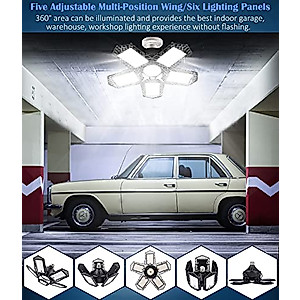 LECLSTAR 2-Pack Garage Light 160W LED Garage Light - 16000LM 6500K Deformable LED Garage Ceiling Light, LED Shop Light with 5 Multi-Position Panels, Easy-Installation LED Lights for Garage, Workshop