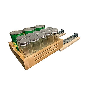 CabinetRTA Wood Pull Out Spice Rack Organizer for Cabinet - 5.5"(W) x 10"(D) x 2"(H) for Upper Kitchen Cabinets and Pantry Closet, for Spices, Sauces, Canned Food etc…