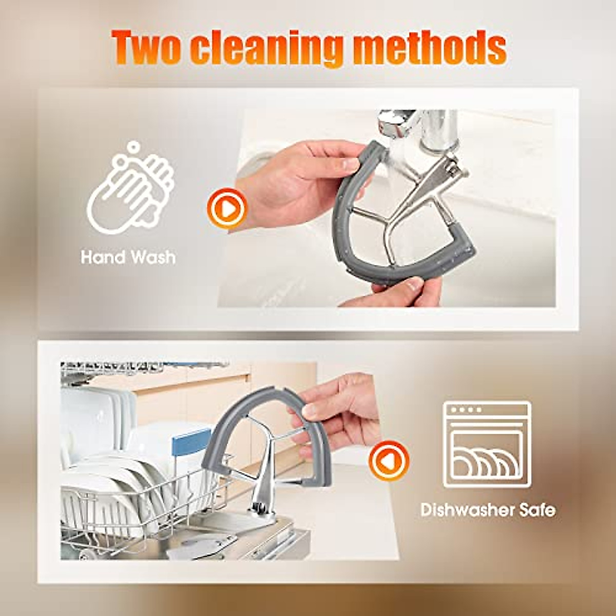 Flex Edge Beater For KitchenAid 4.5-5 Quart Tilt-Head Stand Mixer,Stainless Steel Kitchenaid Paddle Attachment with Silicone Edge Scraper,Kitchen Aid Mixer Accessory Replacement Parts