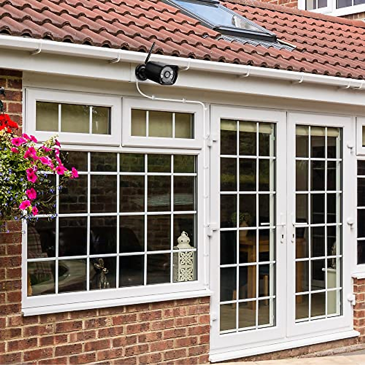 Sumind 4 Pack 10 ft/ 3 Meter Micro USB Extension Cable Male to Female Extender Cord Compatible with Wireless Security Camera Flat Power Cable, Cable Clips Included (White)