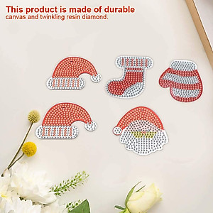 Hztyyier Diamond Painting Enfant 5 Ans 5Pcs 5D DiyPainting Christmas Keychain/Necklace Sticker Kits DIY Art Craft Kits for Kids and Adult