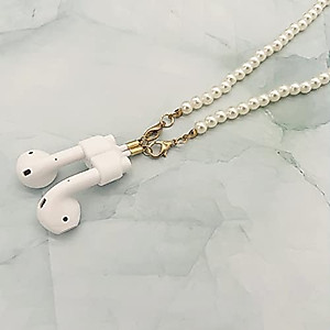 Airpod Strap Necklace Holder Magnetic, Anti-Lost Pearl Lanyard Cord for Neck Compatible with AirPods 1/2/Pro