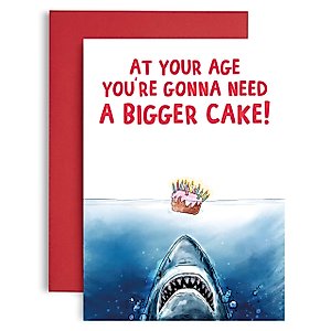 Huxters Funny Birthday Card - You're Gonna Need a Bigger Cake, Jaws Theme
