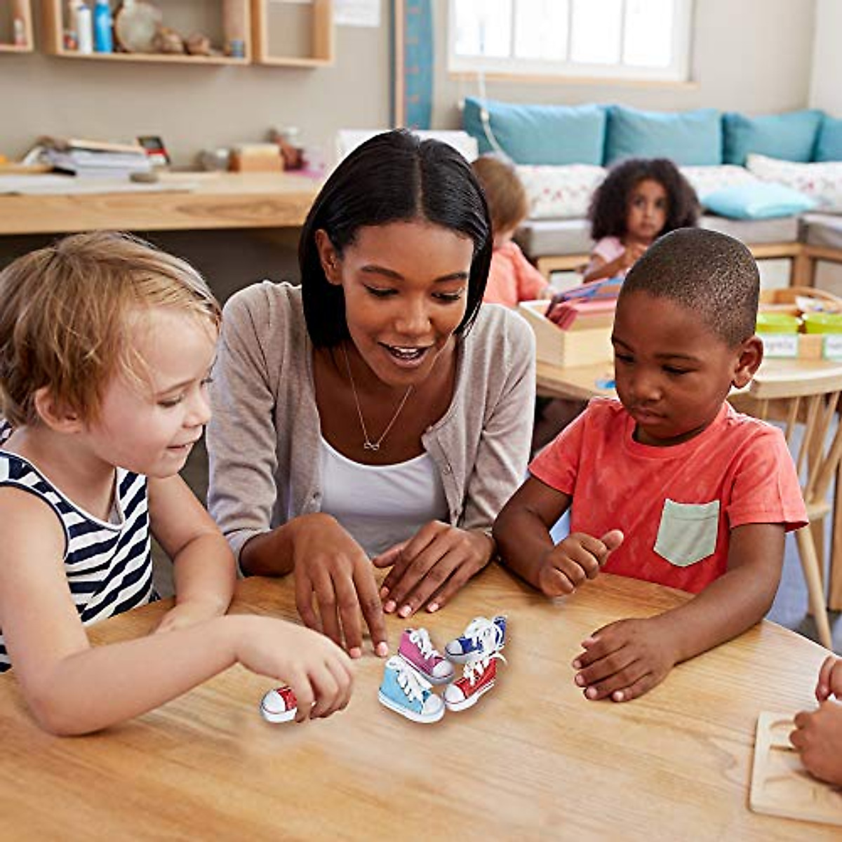 ArtCreativity Mini Canvas Sneaker Keychains for Kids and Adults- Set of 12- 3 Inch Tennis Shoe Key Chains- Cool Birthday Party Favors, Goody Bag Fillers, Prize for Boys and Girls, Fundraising Item