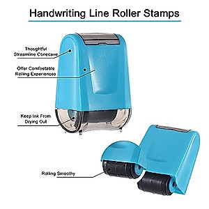 iNenk Dashed Handwriting Lines Practice Roller - Confidential Roller Stamp, Teacher Supplies for Classroom - Easy-to-Use & Compact - Enhance Handwriting Skills for Kids（Yellow - Blue - Red 3pcs）