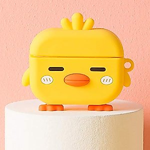 LUVI Compatible with Airpods Pro2 Case Cute Cartoon Lovely Duck Chicken Soft Rubber Silicone Flexible 3D Cover with Hand Strap Support Wireless Charging Luxury Fashion Skin for Airpods Pro2