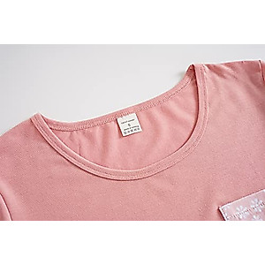 HONG HUI Women's Pajama Short Sleeve Sets Top with Capri Flower Pattern Pants Soft and Casual Sleepwear with Pocket,XXXL Pink