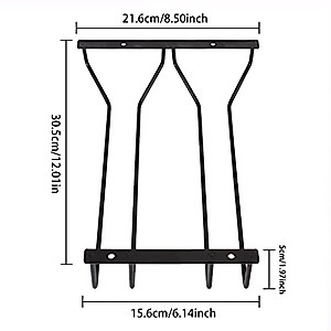 Dianoo 30.5cm Black Wine Glass Rack, Wine Glass Holder Under Shelf, Stemware Rack Under Cabinet, 2 Rows