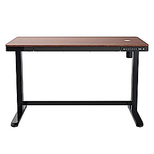 KOBLE Juno 48” Electric Height-Adjustable Desk with Black Frame and Walnut Foil Top