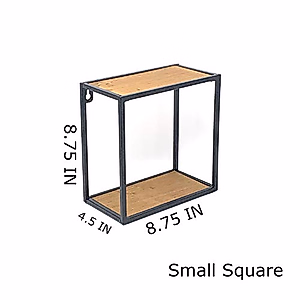 Allgala 4-PC Set Wall Mount Creativity Black Metal Frame Wood Finish Floating Shelves