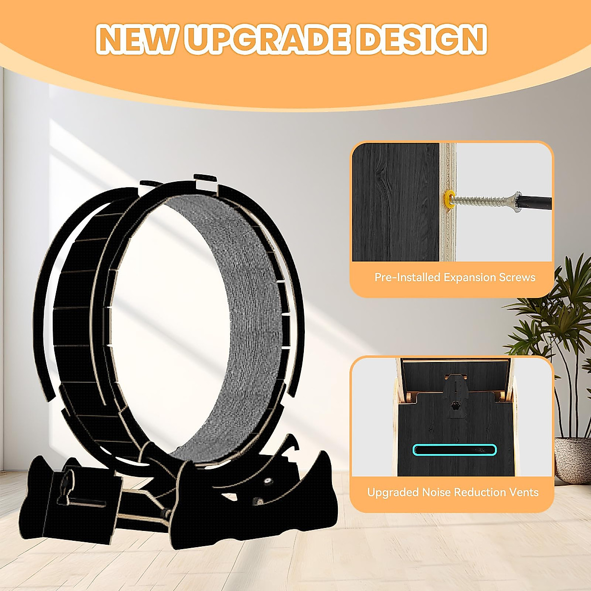 Homegroove Cat Exercise Wheel for Indoor Cat, 40" Large Cat Running Wheel with Carpeted Runway, Cat Treadmill Wheel for Kitty’s Longer Life, Cat Wheel for Fitness Weight Loss Device, Black(L)