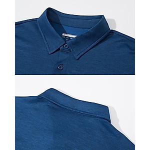 KEFITEVD Tactical Polo Military Shirt for Men Dry Fit Golf Polo Outdoor Performance Polo Shirts Mens Long Sleeve T Shirts Breathable Shirts Dark Blue