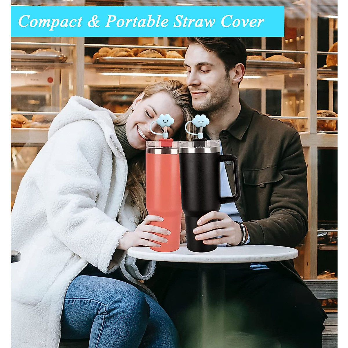 4Pcs Straw Cover Cap for Stanley Cup,Silicone Straw Topper Compatible with 30&40 Oz Tumbler with Handle,Straw Tip Covers 10mm for Stanley Cups Accessories (4PCS)