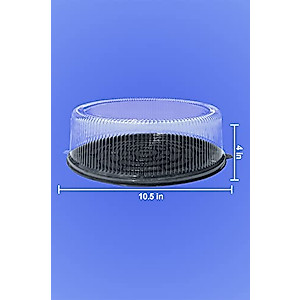 Wow Plastics Inc. 8" Cake Container - 10 1/2" Black Base - 4" Tall - 50/Case