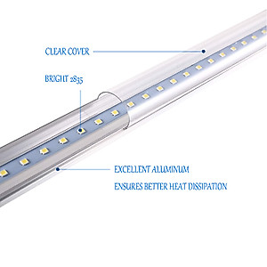 HMINLED 48’’ Double-Ended 6000K Clear LED Tube, 4 ft T8 Ballast Bypass Bulb, 22W (65W Fluorescent Replacement) 6500K Tubelight, 2400LM Bright Light, T10 T12 Type B Cool White (25-Pack)
