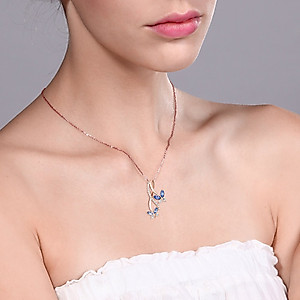 Gem Stone King 925 Sterling Silver Blue Tanzanite Necklace | Butterfly Infinity Pendant Necklace for Women | 1.21 Cttw | December Gemstone Birthstone | with 18 Inch Silver Chain