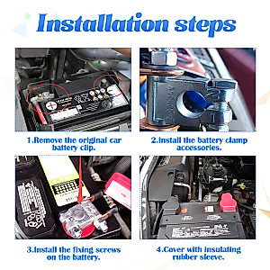 BESULEN Car Battery Terminal Kit, Heavy Duty Battery Cable Ends with Plastic Cover, 4 Pcs 3/8" Wire Lugs and Heat Shrink Tube, Negative and Positive, Compatible With Cars, Vans, Trucks and More