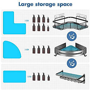 Corner Shower Caddy, 5-Pack Adhesive Shower Organizer, Shower Shelves for Inside Shower, Bathroom Organizer No Drilling with 2 Soap Holder,1 Toothbrush Holder,Rustproof Shower Rack Storage Accessories