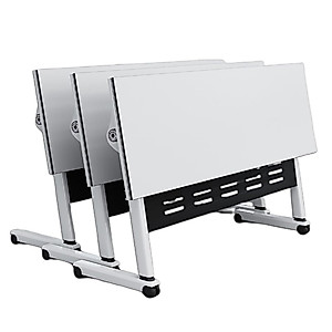 3 pcs Flip Top Mobile Training Table with Management & Lockable Wheels, Foldable Meeting Table for Conference Rooms,Training Rooms,Media Centers (Color : A, Size : 120 * 50 * 75cm)