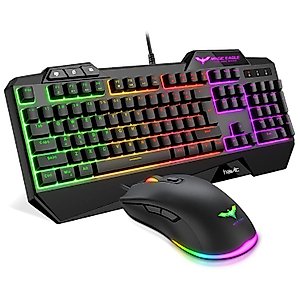 HAVIT HV-KB558CM Gaming Keyboard and Mouse Combo (Rainbow Backlit), Black