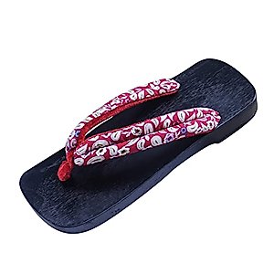 Men Shoes Square Head Fashion Clip Toe Flip Flop Japanese Clogs Cool Flip Flop Wave Slider (Watermelon Red, 6)