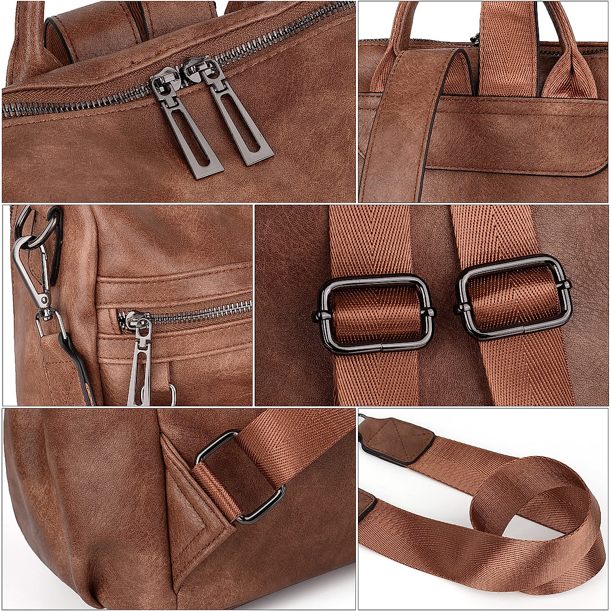 UTO Women Backpack Purse Travel Rucksack for Girls Fashion Designer Large Vegan Leather Ladies Shoulder Bag with Tassel