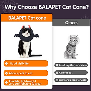 BALAPET Cat Cone, Adjustable Cat Recovery Collar, Gothic Style Soft Cat Collar with Drawstrings, Prevent Licking and Scratching After Surgery for Kittens,Halloween Pet Decoration(M)