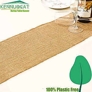 Burlap Table Runners 30x275cm丨Natural Rustic Decor for Weddings, Parties & Home Tablecloth丨Premium Jute Fabric Rolls丨Eco-Friendly Hessian Linens DIY Crafts by KENNUOCAT