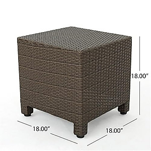Noble House Puerta Outdoor Wicker Side Table in Light Brown
