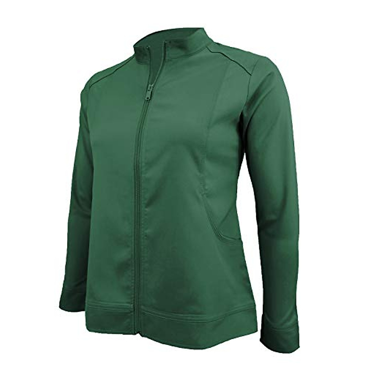 Natural Uniforms M&M Scrubs Women's Ultra Soft Front Zip Warm-Up Scrub Jacket (Medium, Hunter Green)